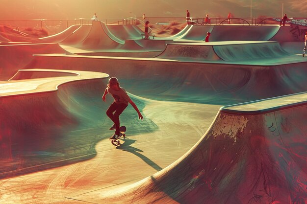 Premium Photo A Man Riding A Skateboard Down The Side Of A Ramp
