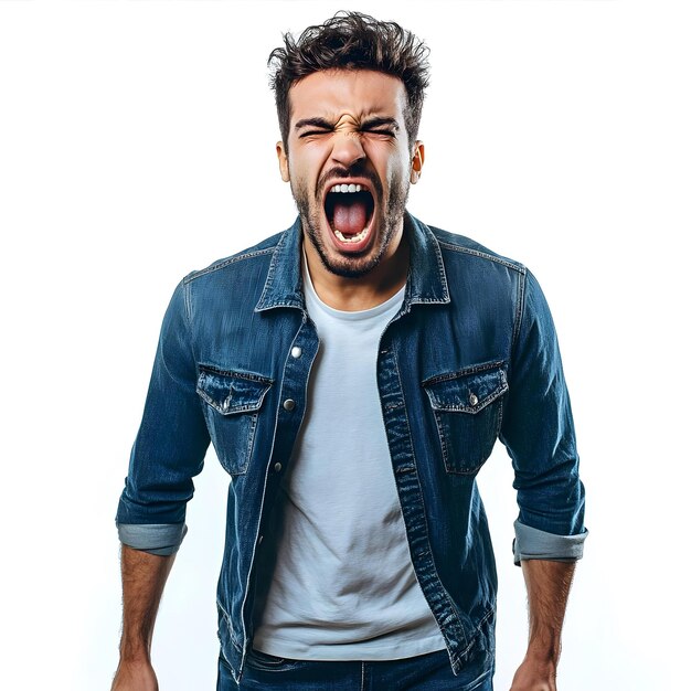 Man shouting over isolated white | Premium AI-generated image Man shouting over isolated white | Premium AI-generated image