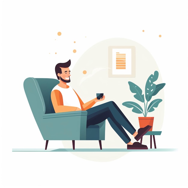 Premium Photo | Man Sitting In A Chair With A Cup Of Coffee Premium Photo | Man Sitting In A Chair With A Cup Of Coffee