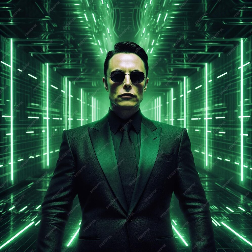Premium Ai Image A Man In A Suit And Sunglasses Stands In A Dark Room