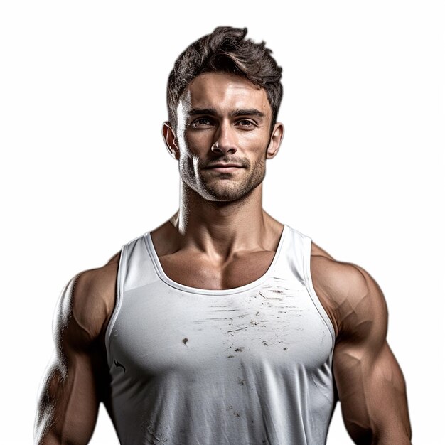 Premium Ai Image A Man In A Tank Top With A Muscular Arm And A Shirt That Saysmuscle