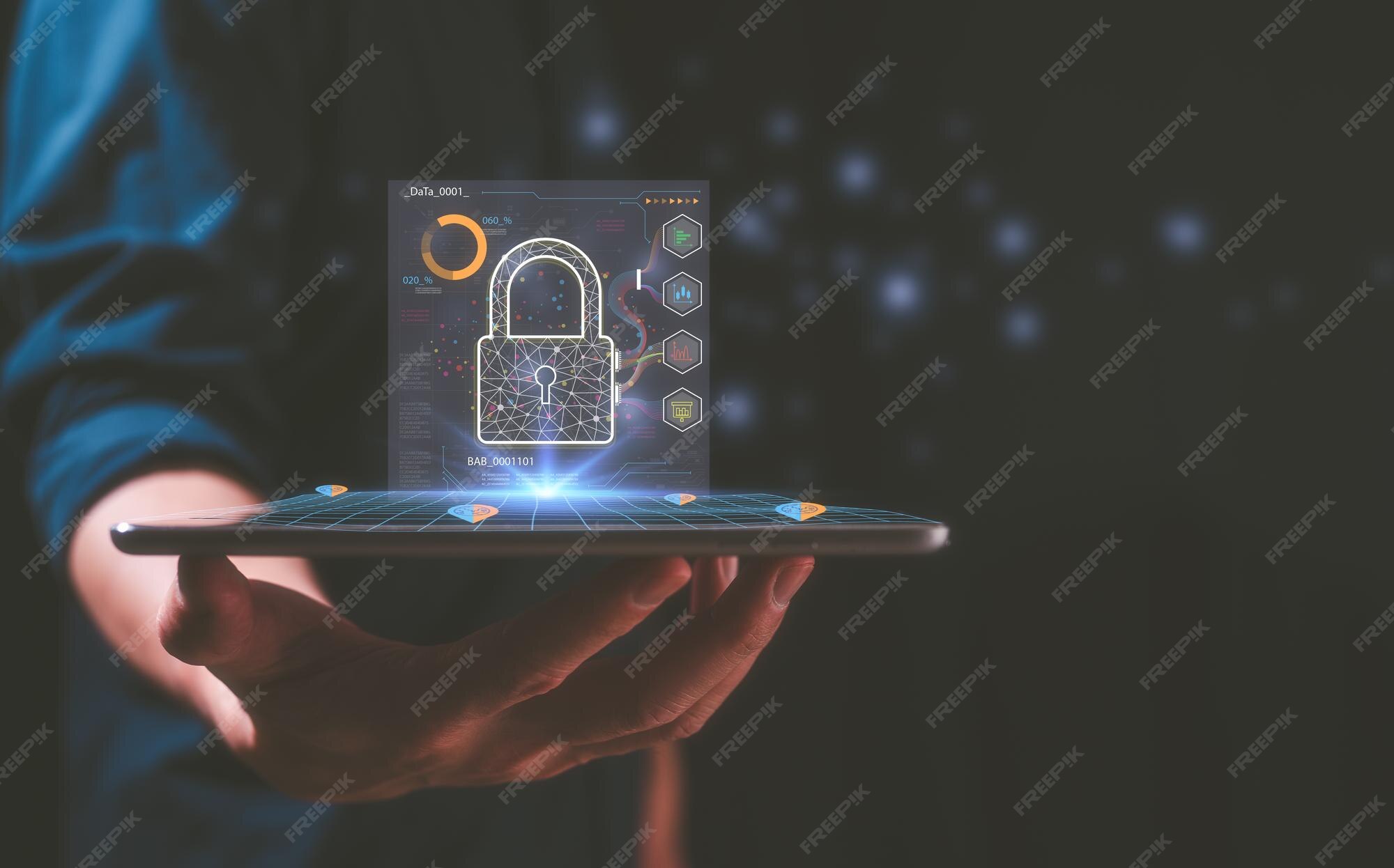 Premium Photo | Man touch fingerprint with virtual global with cyber security login User ...