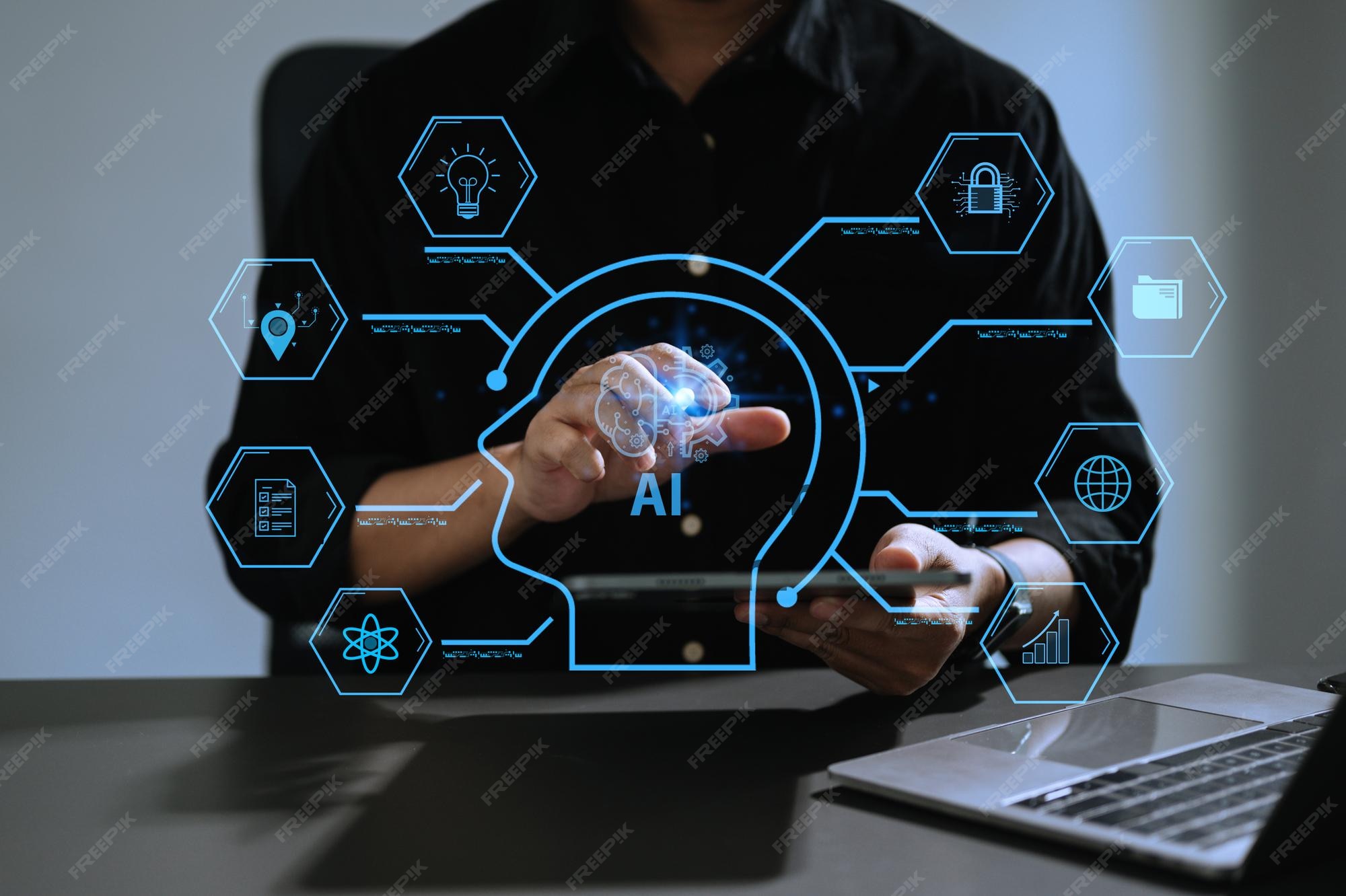 Openai가 개발한 Ai 인공 지능과 스마트폰 지능 Ai 채팅에서 채팅 봇을 사용하는 사람은 현대 Officexa의 온라인 시스템에서 로봇을 생성합니다 프리미엄 사진