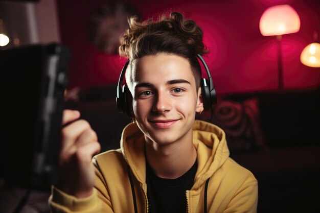 Premium Photo | Man using headphones to record on studio Premium Photo | Man using headphones to record on studio