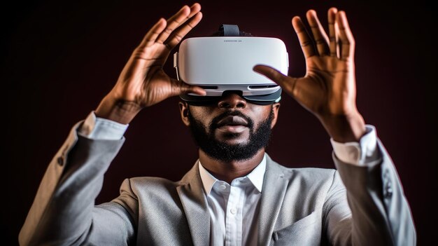 Premium AI Image | man using virtual reality technology Premium AI Image | man using virtual reality technology