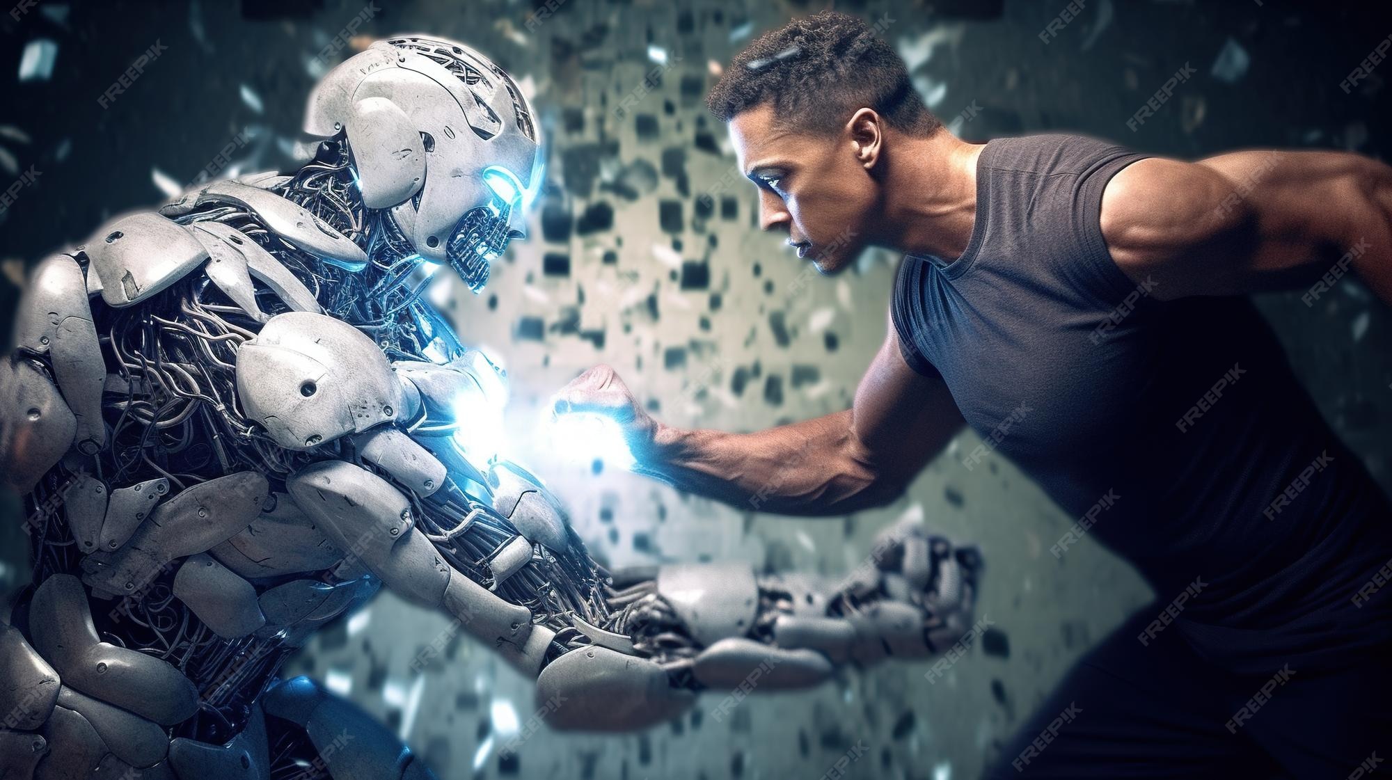 Premium Photo | Man Vs AI technology illustration Premium Photo | Man Vs AI technology illustration
