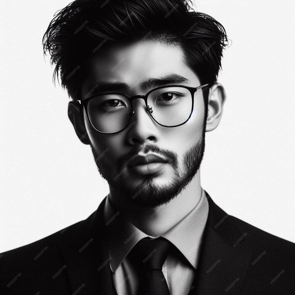 Premium Photo A Man Wearing Glasses And A Suit With A Black And White Photo Of A Man Wearing