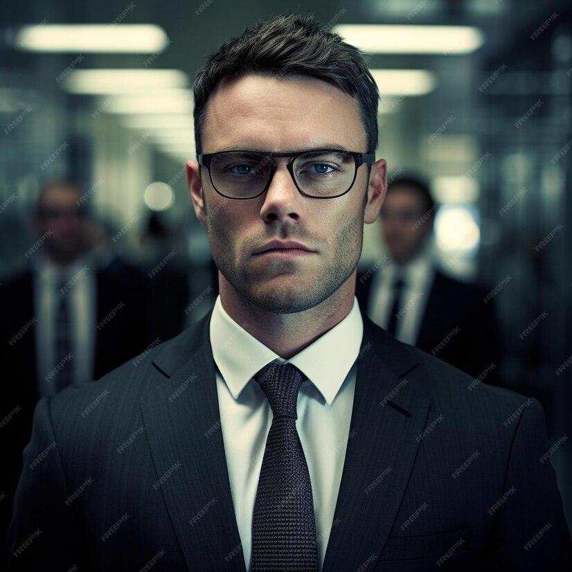 Premium Ai Image A Man Wearing Glasses And A Suit With A Tie That Says He Is Wearing Glasses