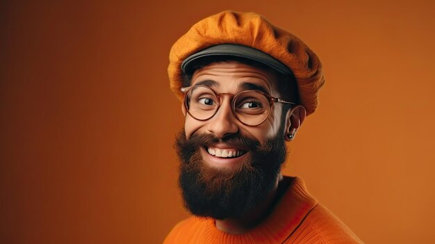 Premium Photo A Man Wearing A Hat And Glasses Smiles For The Camera