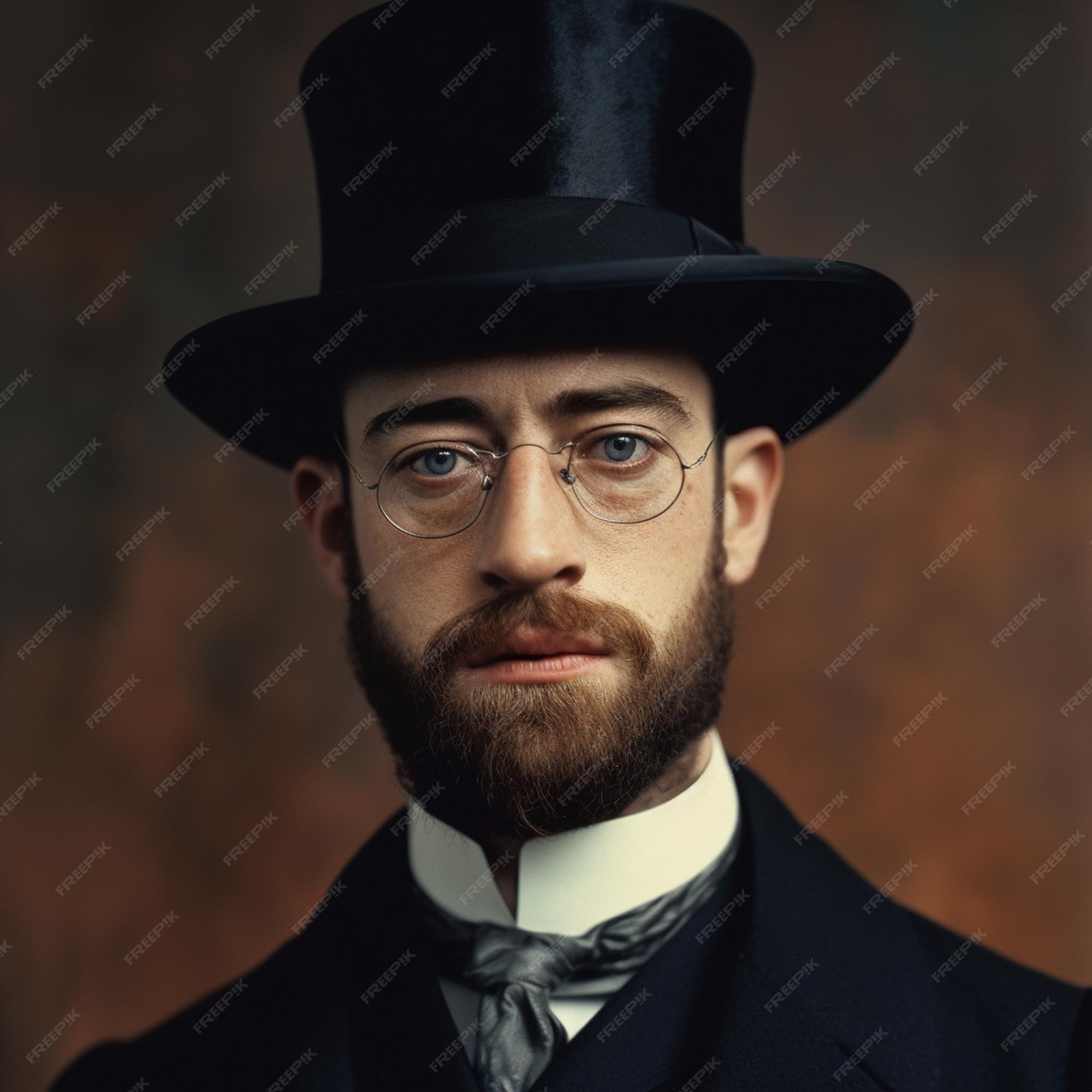 Premium Ai Image A Man Wearing A Top Hat And Glasses Is Wearing A Top Hat