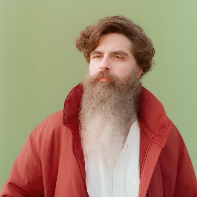 Premium Photo A Man With A Beard And Glasses Is Wearing A Denim Shirt
