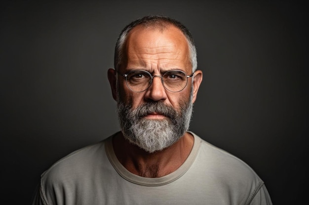Premium Photo A Man With A Beard And Glasses Wearing A White Shirt