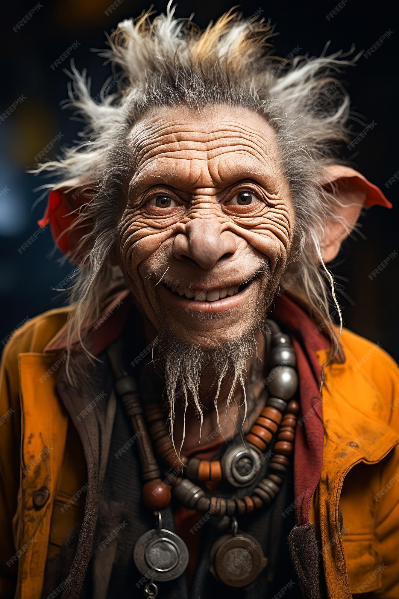Premium Ai Image Man With Weird Look On His Face And Necklace Generative Ai