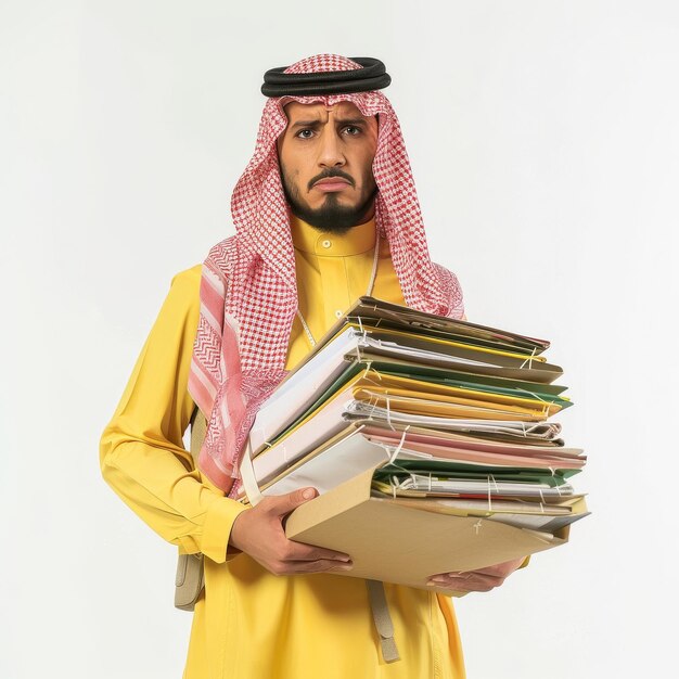 Premium Photo | Man in Yellow Shirt Holding Stack of Folders Premium Photo | Man in Yellow Shirt Holding Stack of Folders