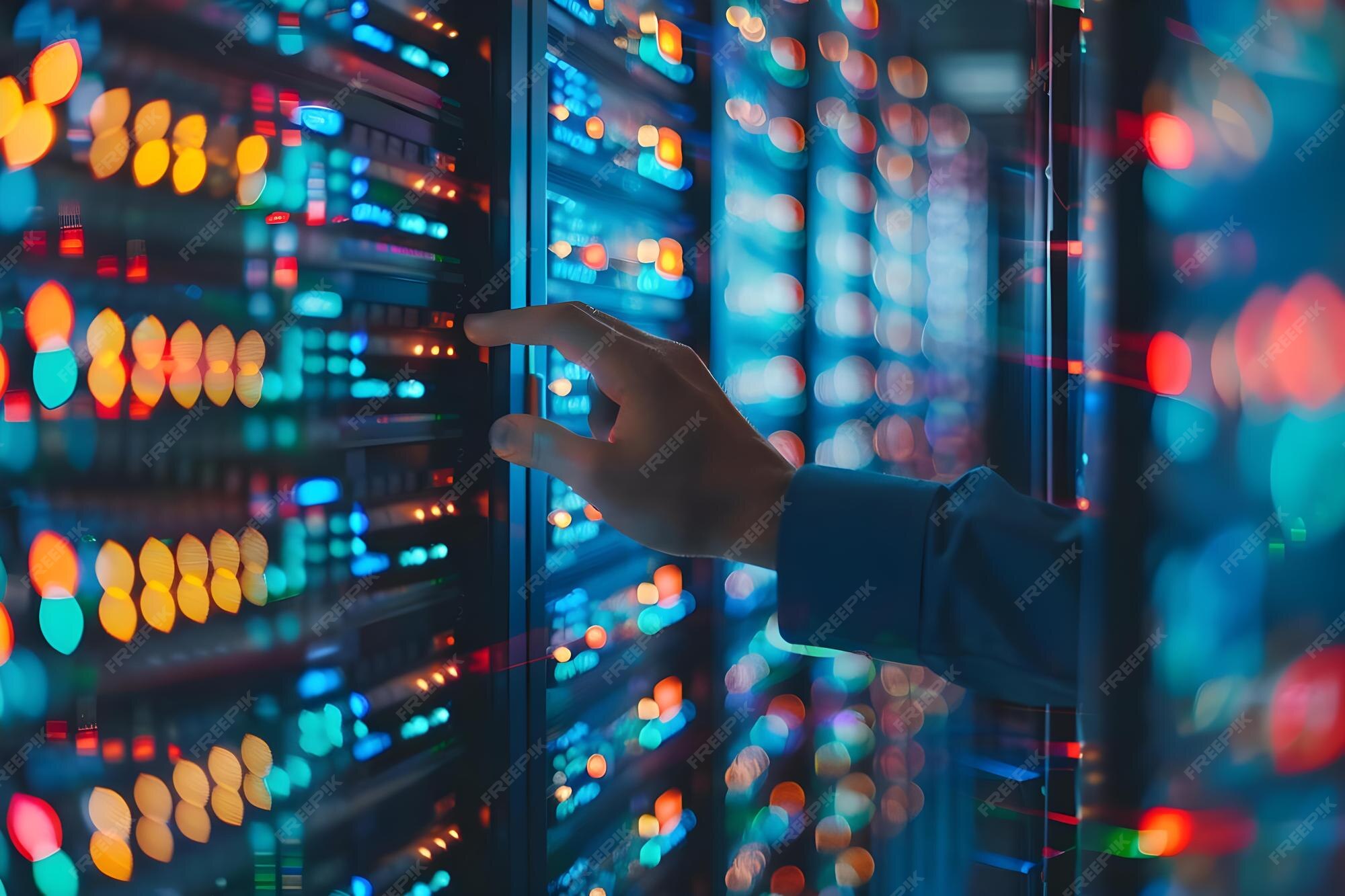 Manager Connects Data Center Networking In Server Room For Efficient