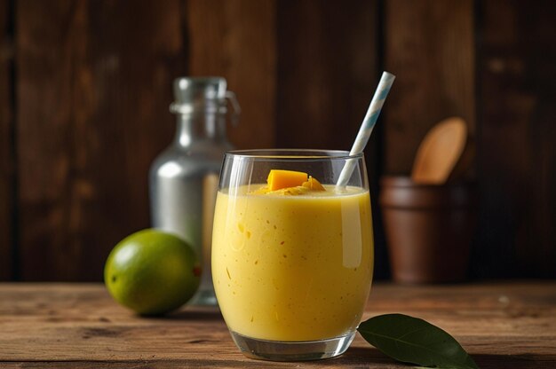 Mango lassi with sliced fresh mango on wooden table | Premium AI ... Mango lassi with sliced fresh mango on wooden table | Premium AI ...