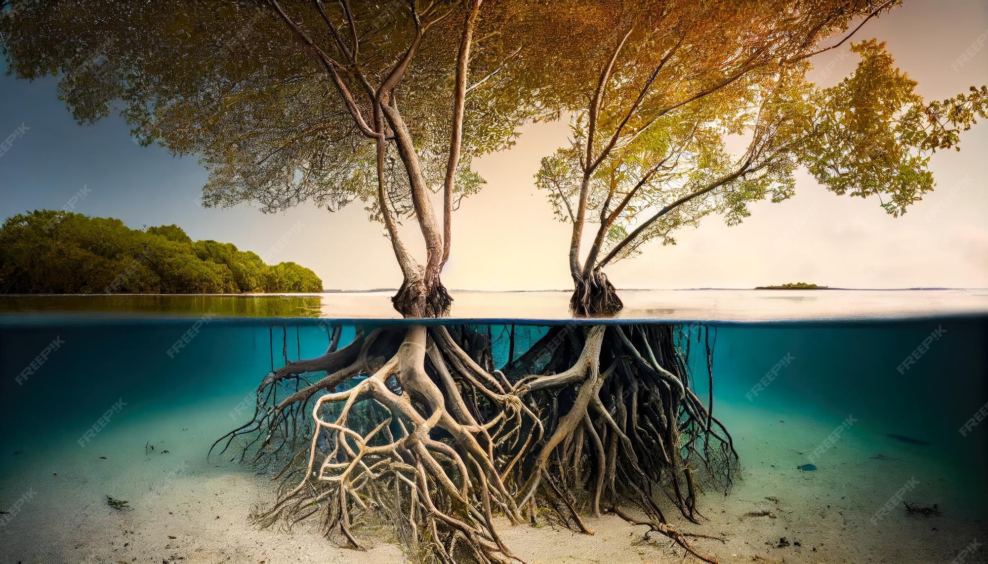 Premium Photo | Mangrove roots underwater generative ai Premium Photo | Mangrove roots underwater generative ai