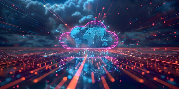 Premium Photo Mapping Global Data Transfer Through Cloud Computing Technology Concept Cloud