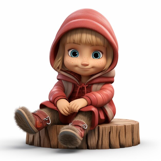 Premium Photo Masha From Masha And The Bear Sitting Pose 3d Isolated