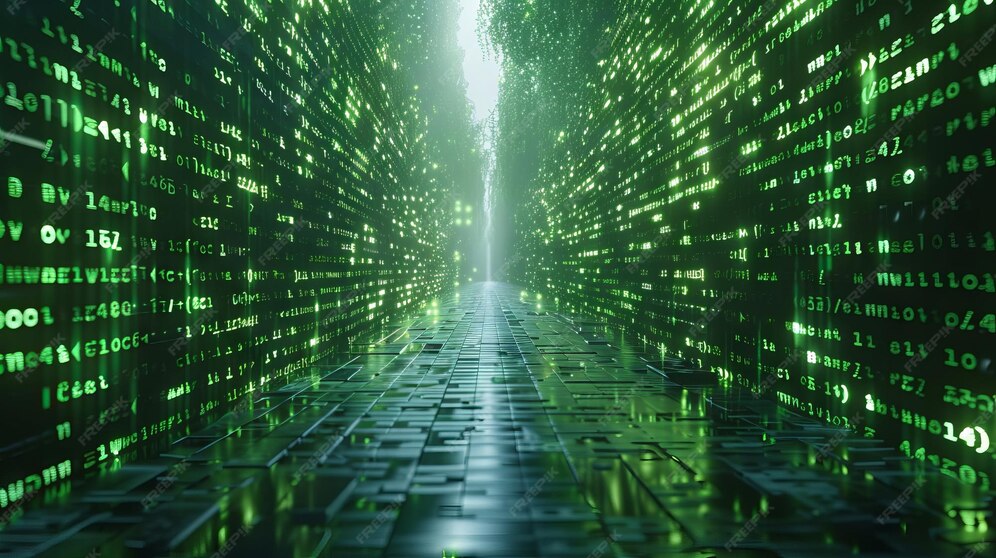 Premium Photo | Matrix of digital binary codes Rendering of a network ...