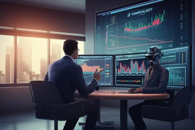 Premium AI Image | Maximize stock profits with AI brain machine Premium AI Image | Maximize stock profits with AI brain machine