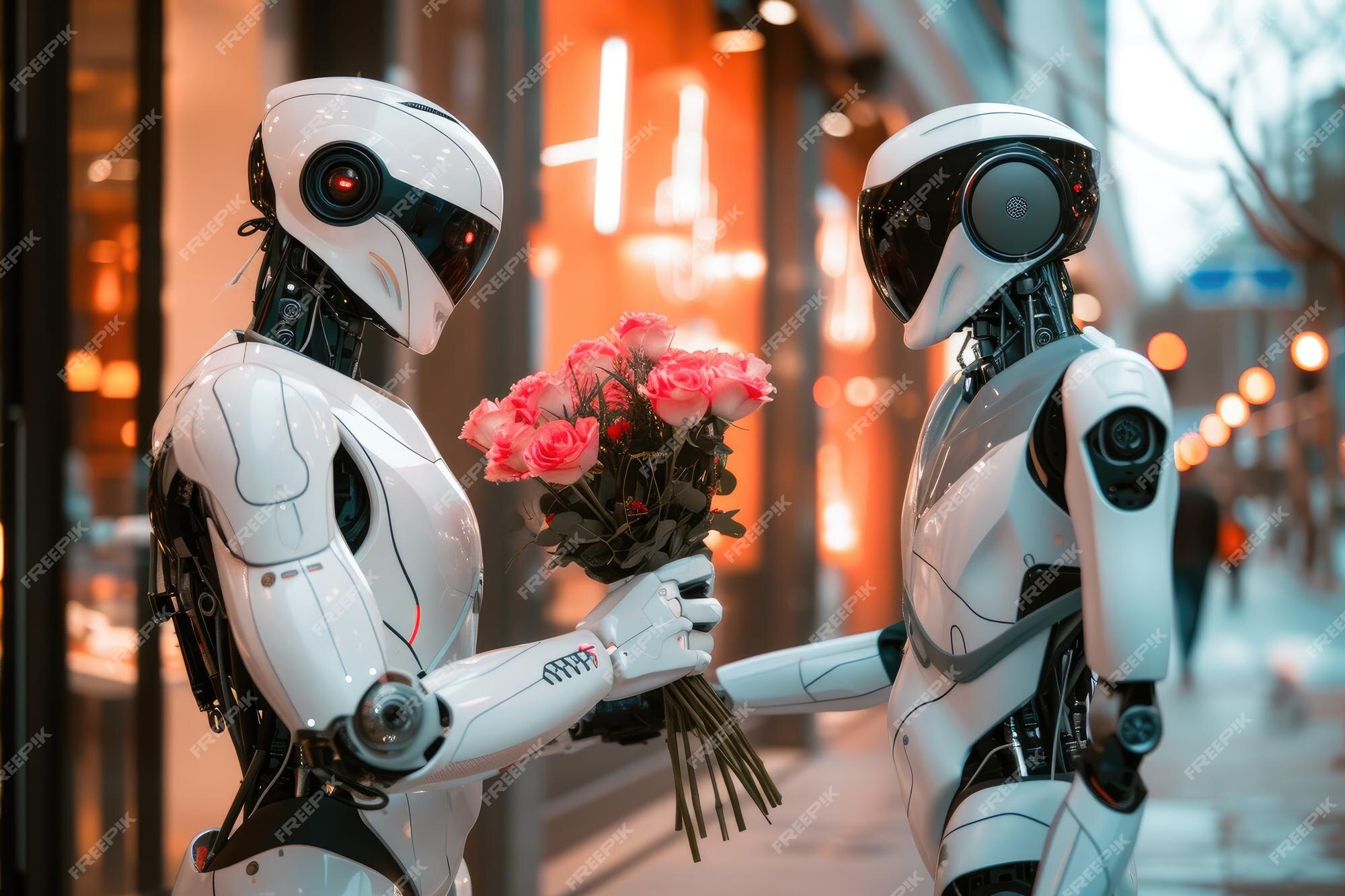 Premium Photo | Mechanical Romance Robots at a Romantic Dinner Premium Photo | Mechanical Romance Robots at a Romantic Dinner