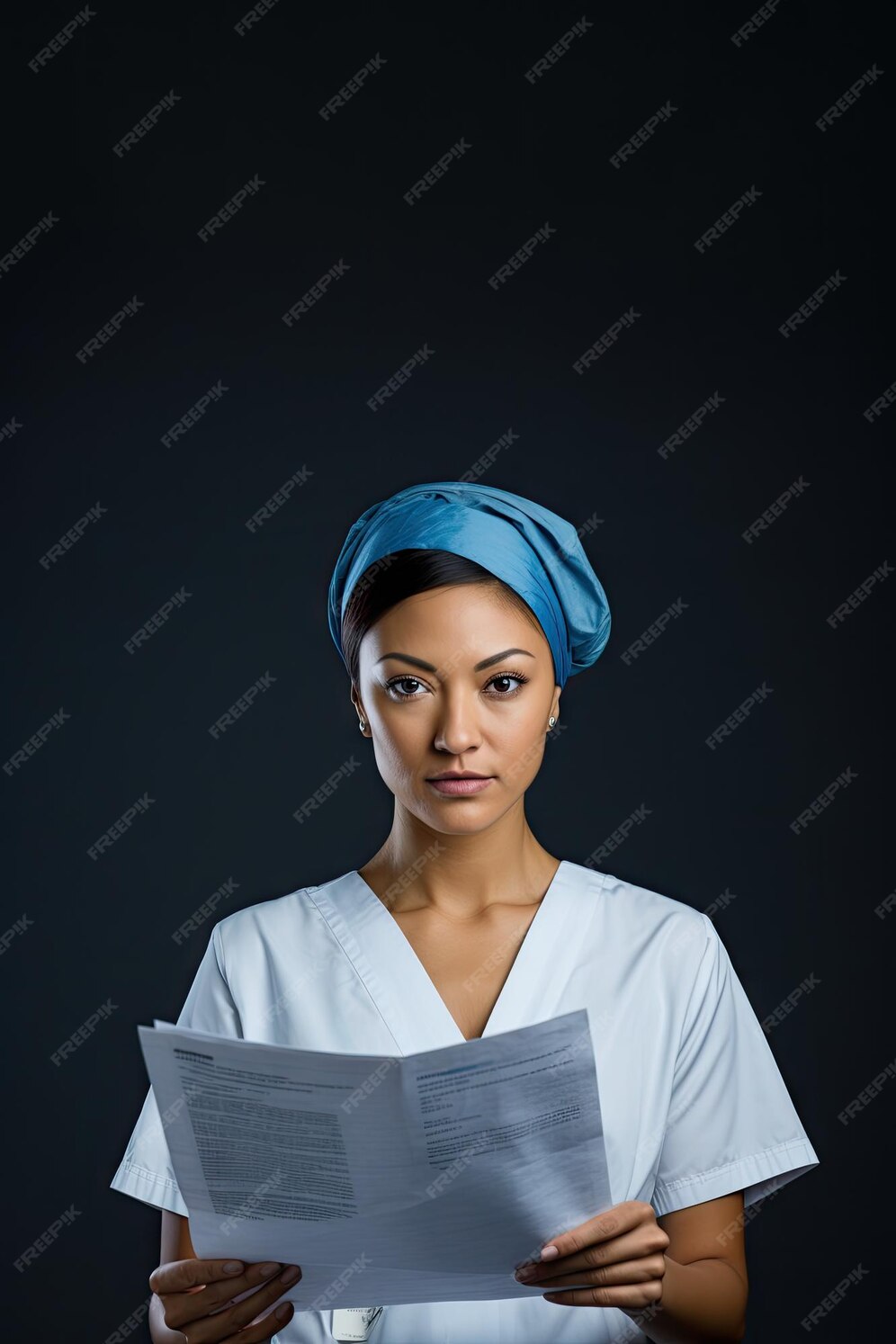 Premium Photo | Medical expert in headscarf with documents Premium Photo | Medical expert in headscarf with documents