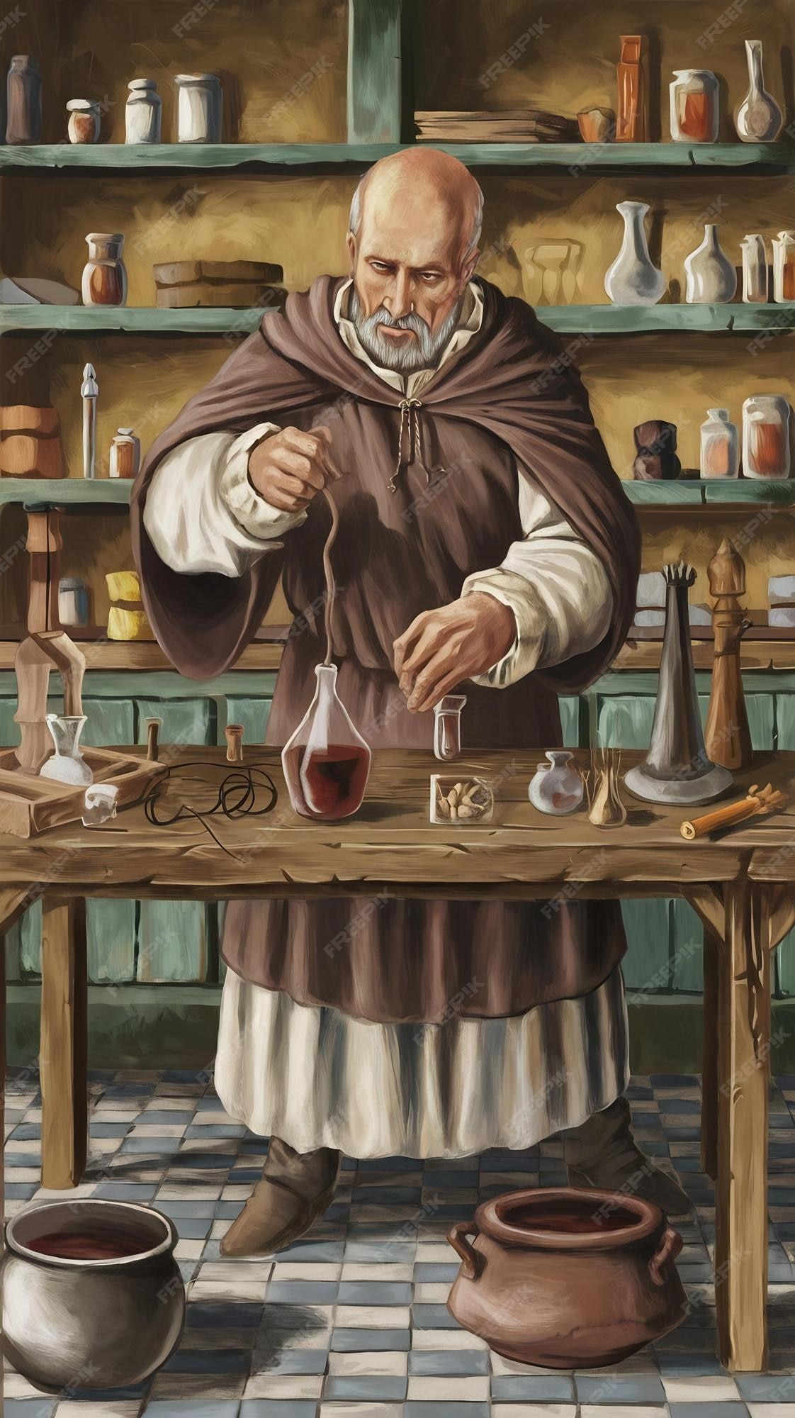 Medieval Representation An Old Apothecary Experimenting with Chemistry ... Medieval Representation An Old Apothecary Experimenting with Chemistry ...