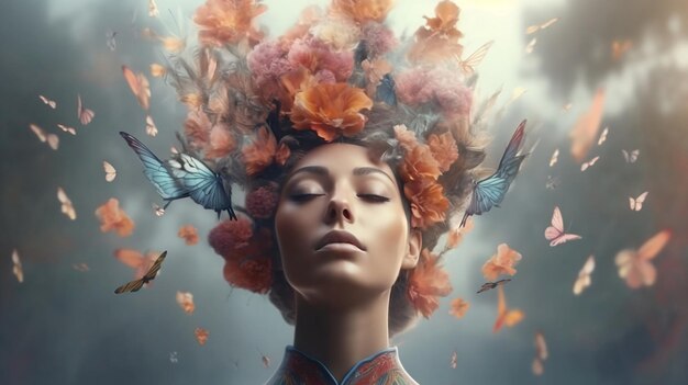Premium AI Image | Meditative state of mind concept Ai generative Premium AI Image | Meditative state of mind concept Ai generative
