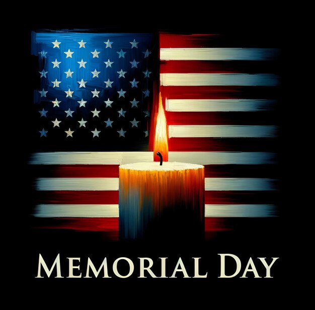 Memorial day illustration with an american flag and a lit candle on a ... Memorial day illustration with an american flag and a lit candle on a ...