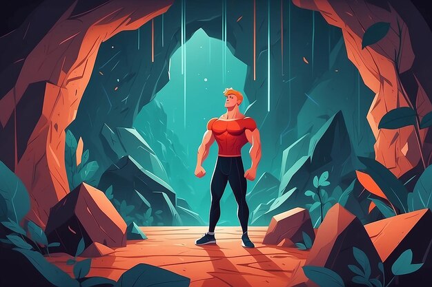 Premium Photo Mental Strength Triumph Characters Overcome Flat Vector