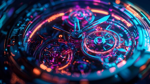 Mesmerizing Holographic Timepiece with Transparent Gears and ... Mesmerizing Holographic Timepiece with Transparent Gears and ...