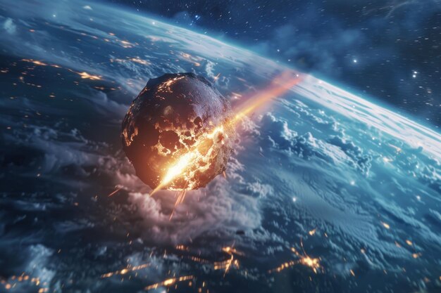Premium Photo | Meteor glowing as it enters the Earths atmosphere Premium Photo | Meteor glowing as it enters the Earths atmosphere