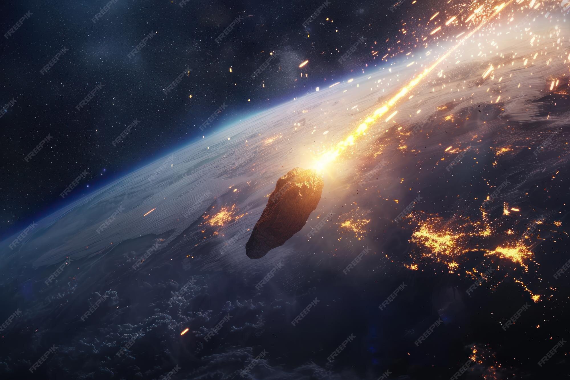 Premium Photo | Meteor glowing as it enters the Earths atmosphere Premium Photo | Meteor glowing as it enters the Earths atmosphere