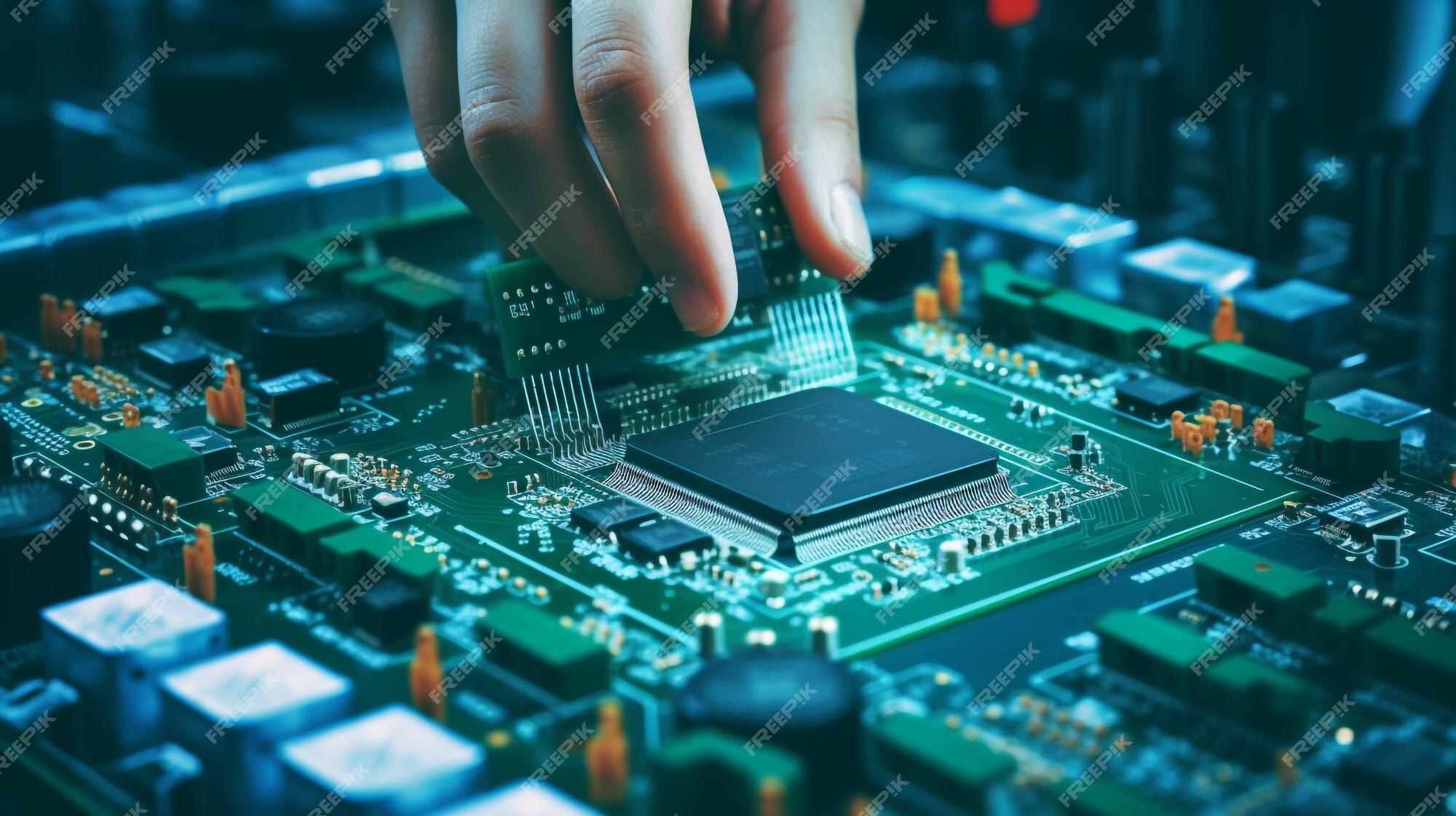 Premium Ai Image Microchip Manual Connecting To Microcontroller Top View On Engeneer Hands