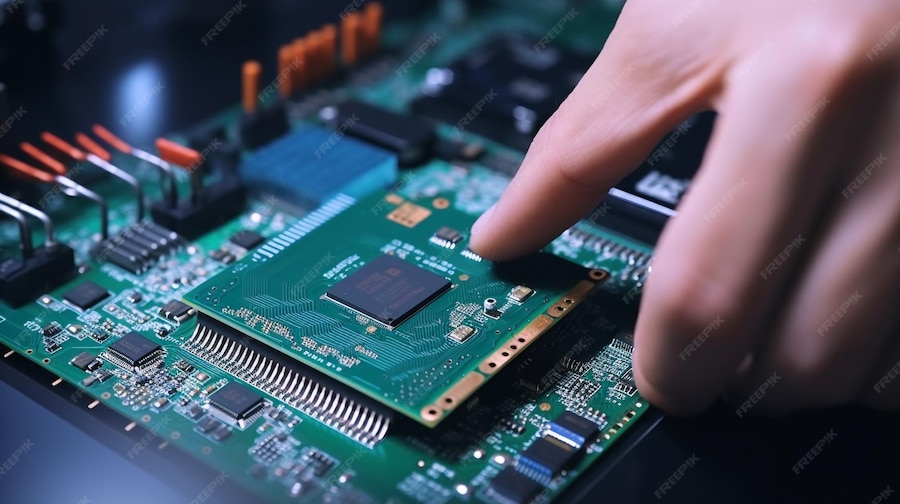 Premium AI Image | Microchip manual connecting to microcontroller Top ...