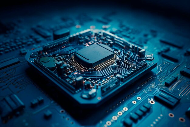 Premium Ai Image Microchip Up Close Generative Ai