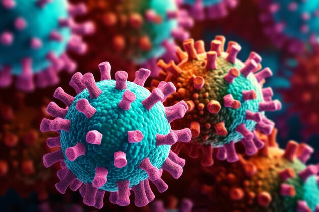 Premium AI Image | microscopic view of floating influenza virus cells Premium AI Image | microscopic view of floating influenza virus cells