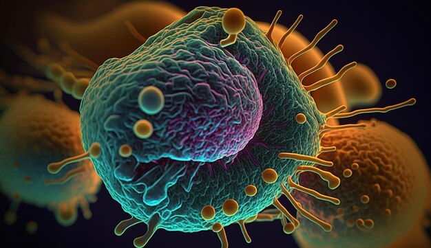 Premium AI Image | Microscopic view of tumor cells Generative AI Premium AI Image | Microscopic view of tumor cells Generative AI