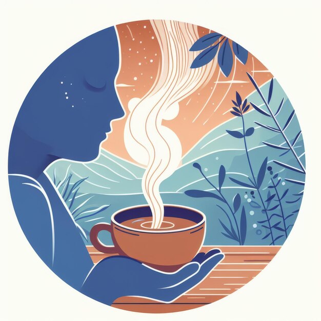 Premium Photo | Mindfulness Practice with Tea Calm Setting Illustration Premium Photo | Mindfulness Practice with Tea Calm Setting Illustration
