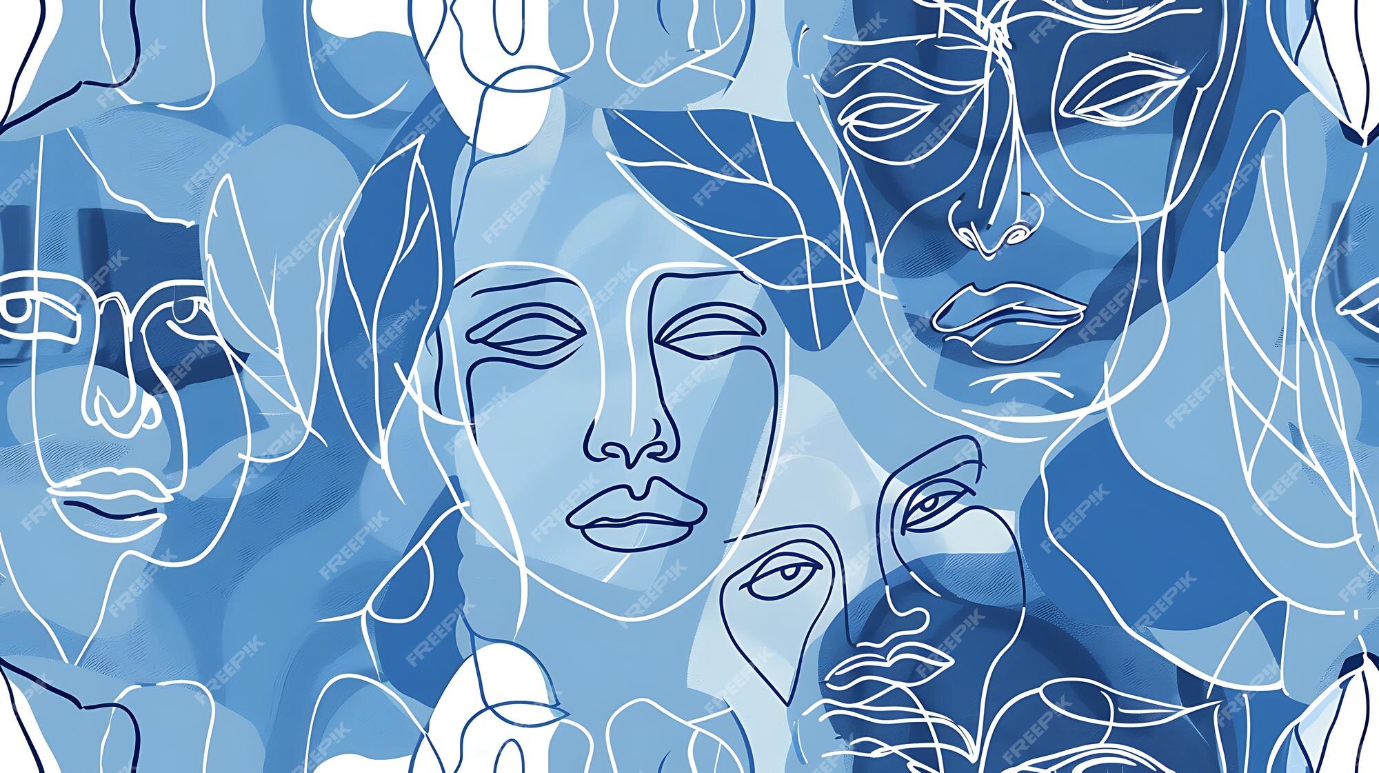 Premium Photo Minimalist Line Art Face Pattern