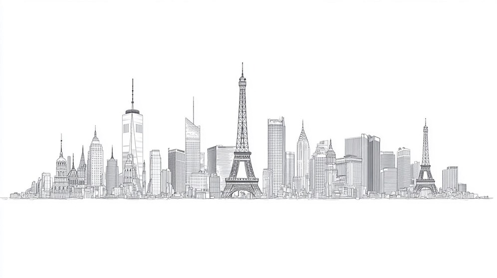 Minimalist Line Art of Iconic City Skylines | Premium AI-generated image Minimalist Line Art of Iconic City Skylines | Premium AI-generated image