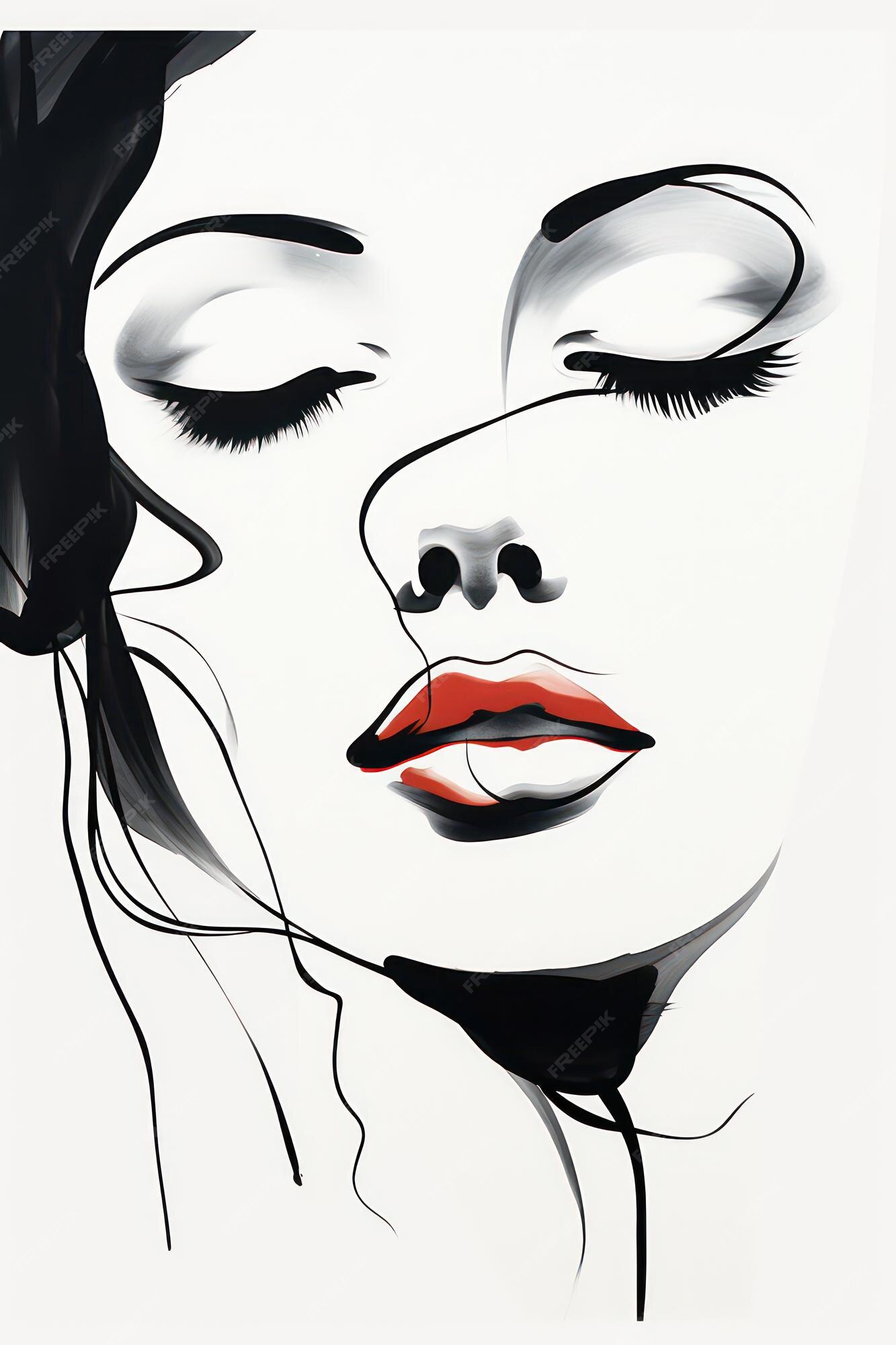Premium Ai Image Minimalist Lineart Abstract Face One Line On White