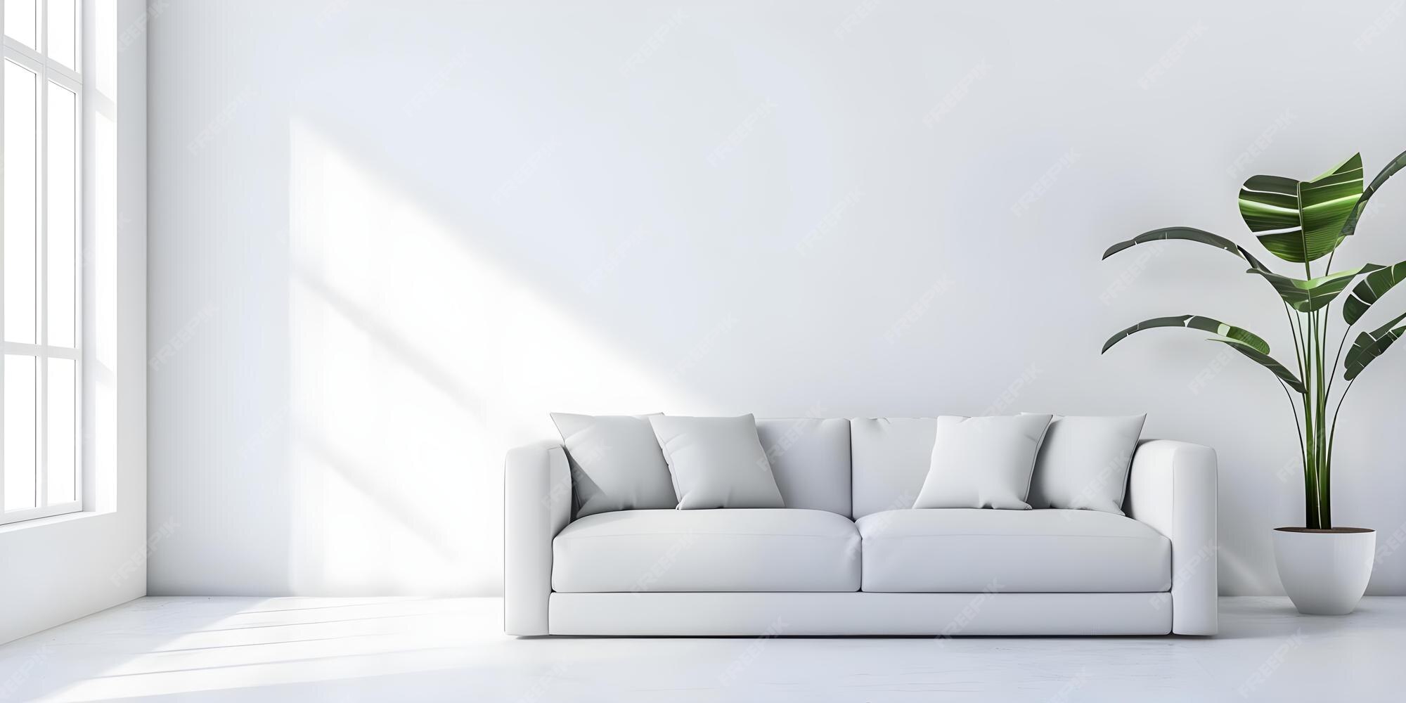 Minimalist living room with a serene color palette offers a calm ... Minimalist living room with a serene color palette offers a calm ...