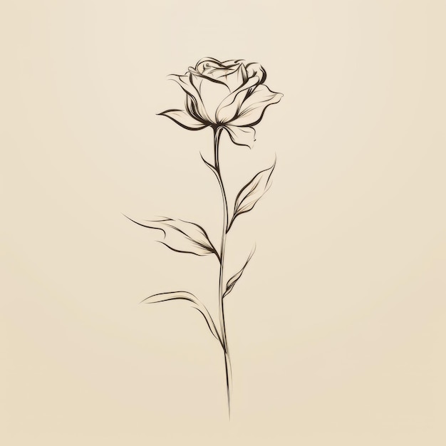 Premium Photo Minimalist Single Line Drawing Of A Long Stem Rose