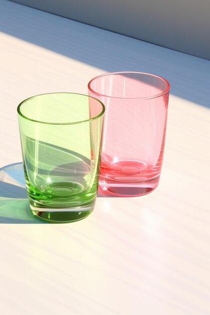 Premium Photo Minimalistic Pink And Green Glasses Space For Text