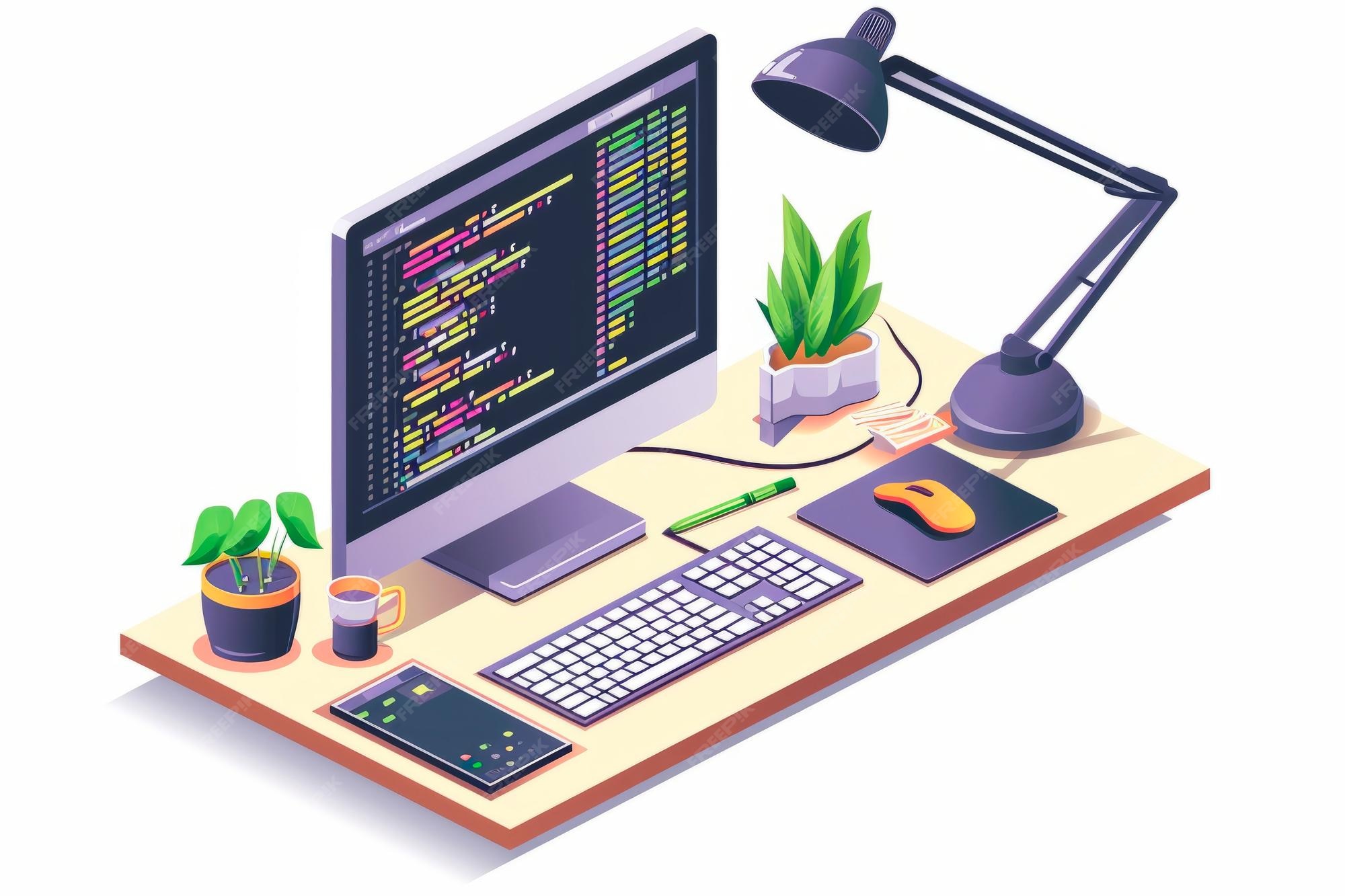 Premium Photo | Minimalistic workspace for programming with a clear ...