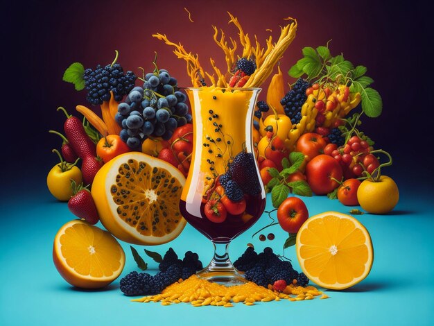 Premium Photo | Mixed fruit falling in colorful juices splashing Premium Photo | Mixed fruit falling in colorful juices splashing