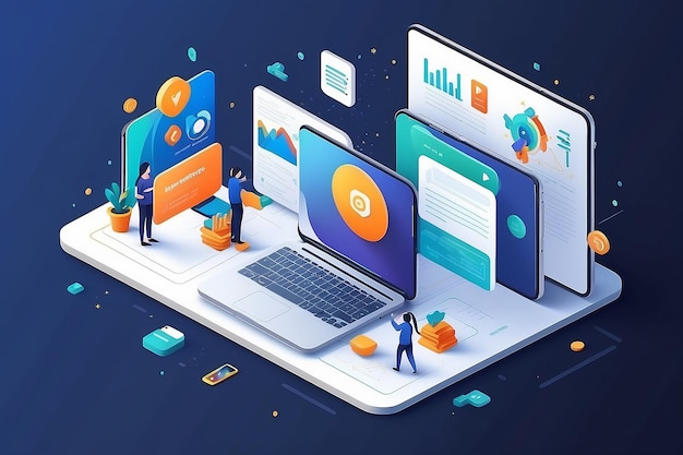 Premium Photo | Mobile App Development Isometric Concept Premium Photo | Mobile App Development Isometric Concept