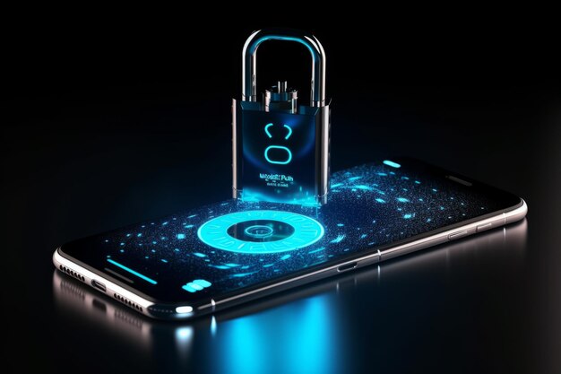 Premium AI Image | Mobile cyber security password lock for data protection Premium AI Image | Mobile cyber security password lock for data protection